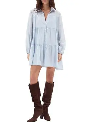 Deluc Gomera Tiered Babydoll Mini Dress - Light Blue