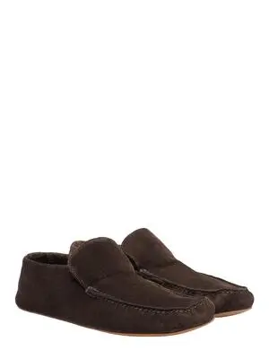 THE ROW Leo Shearling-lined Suede Loafers - Brown