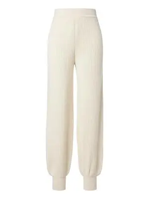 Loro Piana Juniper Ribbed-knit Cashmere Sweatpants - White