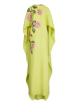 Oscar De La Renta Porcelain Flower Embroidered Caftan - One-color