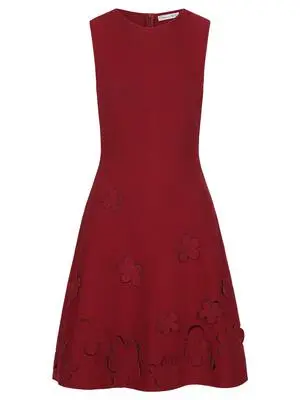 Oscar De La Renta Laser-cut Floral Knit Dress - Red