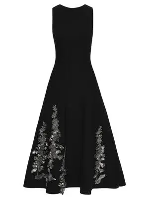 Oscar De La Renta Sequin Embroidered Knit Dress - Black