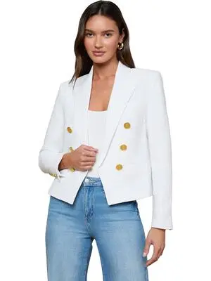 L'Agence Brooke Blazer - White/white Multi Small Butterfly Jungle