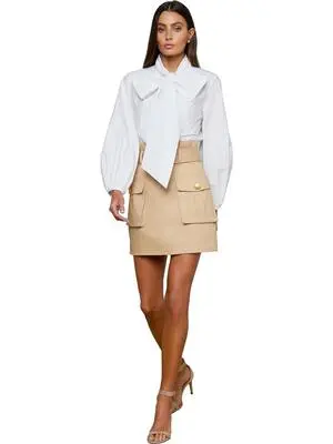 L'Agence Maelis Paperbag Mini Skirt - Macadamia Brown