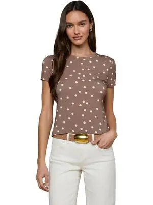 L'Agence Ressi Fitted T-shirt - Cardamom/ecru Polka Dot