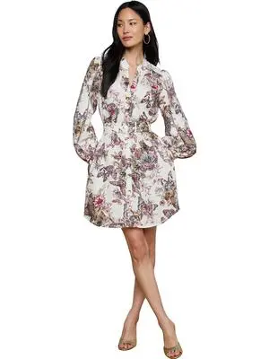 L'AGENCE Kiersten Printed Linen-Blend Dress
