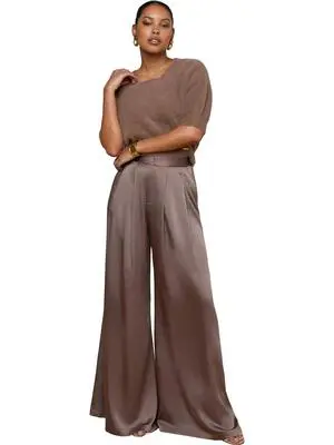 L'Agence Aubrie Satin Wide Leg Trousers - Cardamom