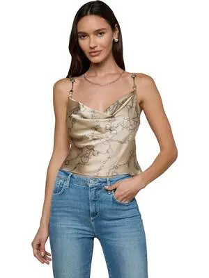 L'Agence Calista Silk Camisole - Soft Macadamia Multi Small Horsebit Chain