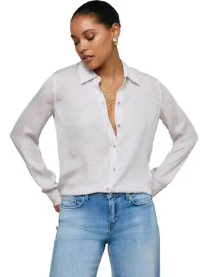 L'Agence Nina Silk Georgette Blouse - Icy Lilac Linked Geo
