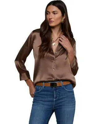 L'Agence Dani Silk Blouse Top - Cardamom