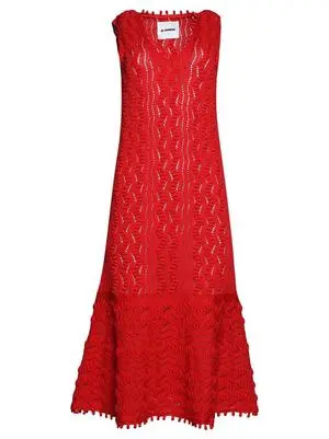 JIL SANDER Knitted Midi Dress - Red