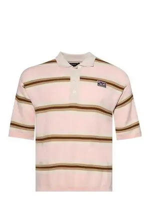NAHMIAS Knit Striped Polo Top Soft Stripe Knitwear - Pink