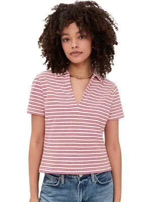 Velvet By Graham & Spencer Perrin Stripe Top - Natural/red