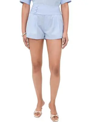 FRAME Striped Cotton Shirting Shorts - Venice Blue Multi