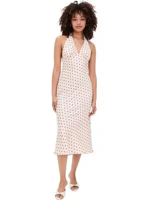 NIA La Brea Dress - Ivory/cherry