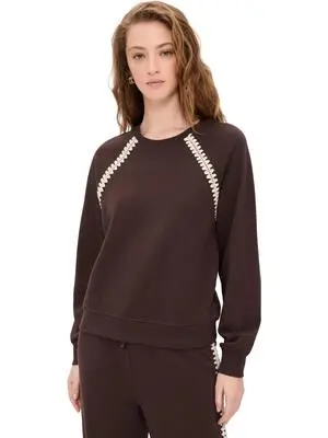 Z Supply Crochet Detailed Sweatshirt - Chocolate Cherry
