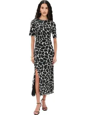 LA LIGNE La Ligne Ruched Side Giraffe Print Dress