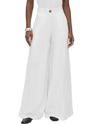 PRIME OF LIME Reina Wide-leg Linen Pants - White