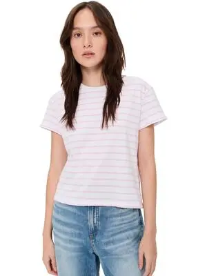 PERFECTWHITETEE Everett Stripe Boxy Crew Neck Tee - Pink Stripe