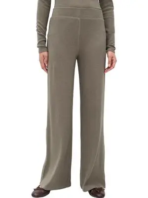 Z Supply Renae Ribbed Wide Leg Pants - Khaki Green