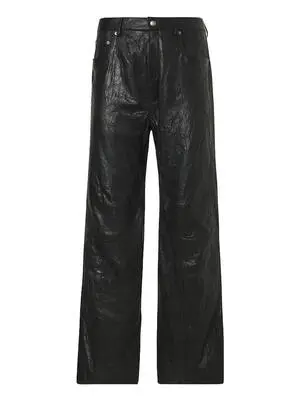 Rick Owens Leather Wide-leg Jeans - Black