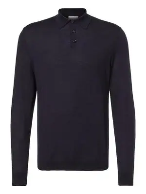 ALLUDE Virgin Wool Polo Sweater - Blue