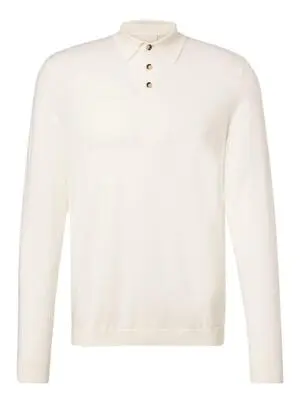 ALLUDE Virgin Wool Polo Sweater - White