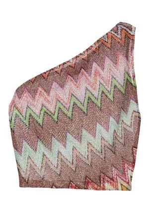 Missoni Zigzag One-Shoulder Lamé Top Multicoloured