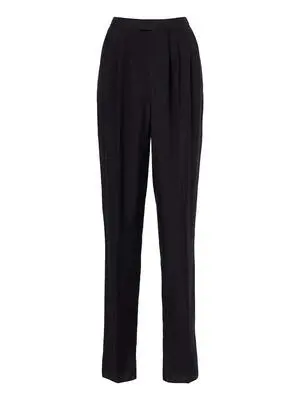 Saint Laurent Pleated Straight Silk Pants - Purple