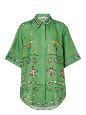 ALEMAIS Alémais Sun Dancer Printed Linen Shirt