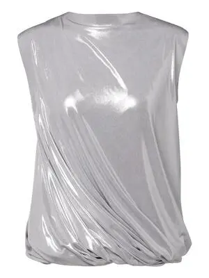 Norma Kamali Twist Metallic-effect Top - Silver