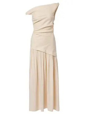 Faithfull The Brand Roma Asymmetric Linen Maxi Dress - Beige