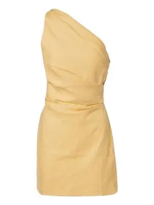 Faithfull The Brand Simona One-shoulder Linen Minidress - Yellow