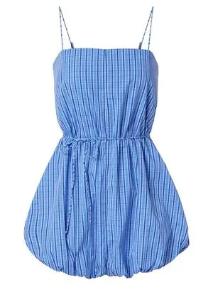 Faithfull The Brand Riatto Checked Cotton Romper - Blue