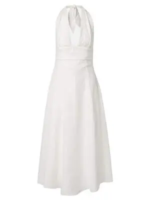 Faithfull The Brand Bianca Halterneck Linen Midi Dress - White