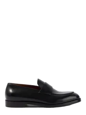 Zegna Leather Penny Loafers - Black