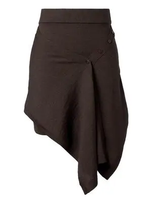 LEMAIRE Asymmetric Wool-blend Miniskirt - Brown