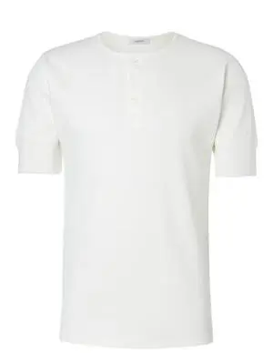 LEMAIRE Cotton And Linen Jersey Henley Shirt - White