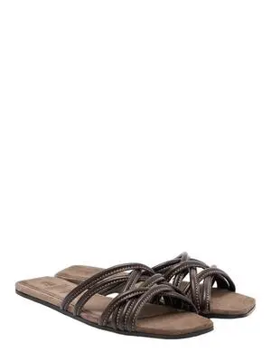 Brunello Cucinelli Leather Slides - Brown