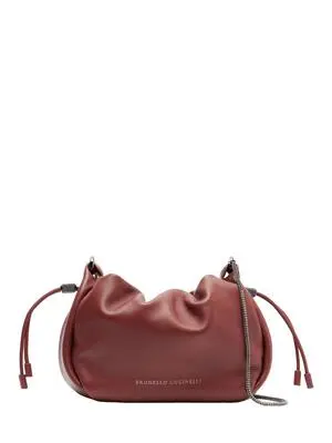 Brunello Cucinelli Mellow Mini Leather Crossbody Bag - Brown