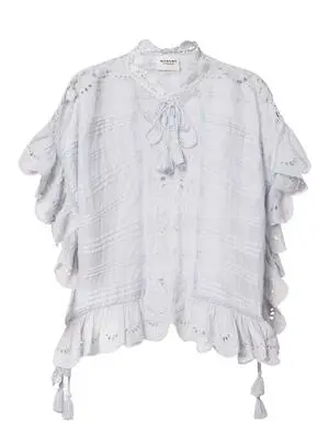 MARANT ETOILE Payton Broderie Anglaise Cotton Top - Blue