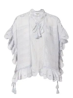 MARANT ETOILE Payton Broderie Anglaise Cotton Top - Blue
