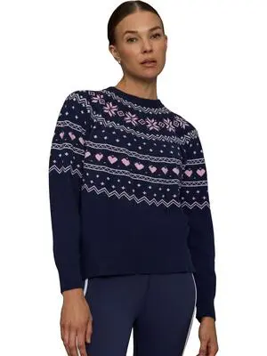 Beach Riot Fair Isle Knit Crew Sweater - Snowy Peaks Fairisle