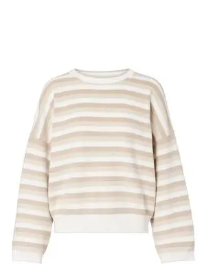 Brunello Cucinelli Striped Cotton Sweater - White