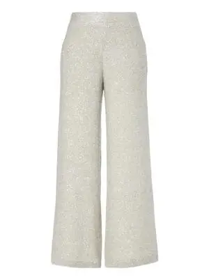 Brunello Cucinelli Sequined Wide-leg Pants - Grey