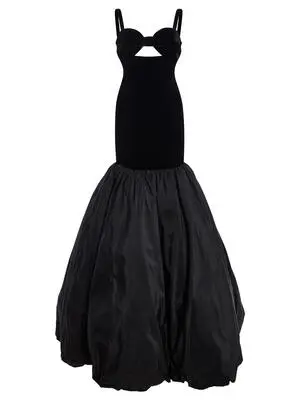 THE NEW ARRIVALS ILKYAZ OZEL Stellise Velvet Maxi Gown - Black