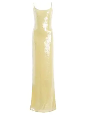 THE NEW ARRIVALS ILKYAZ OZEL Exclusive Isis Sequined Maxi Dress Yellow