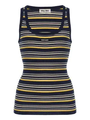 Miu Miu Striped Ribbed Tank Top - Multi