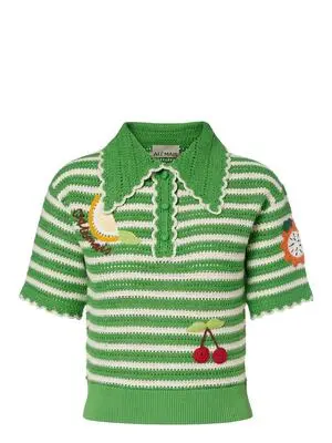 ALEMAIS Alémais Sundae Striped Cotton Polo Shirt - Green