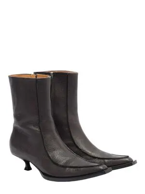 Calvin Klein Jodi Leather Ankle Boots - Brown